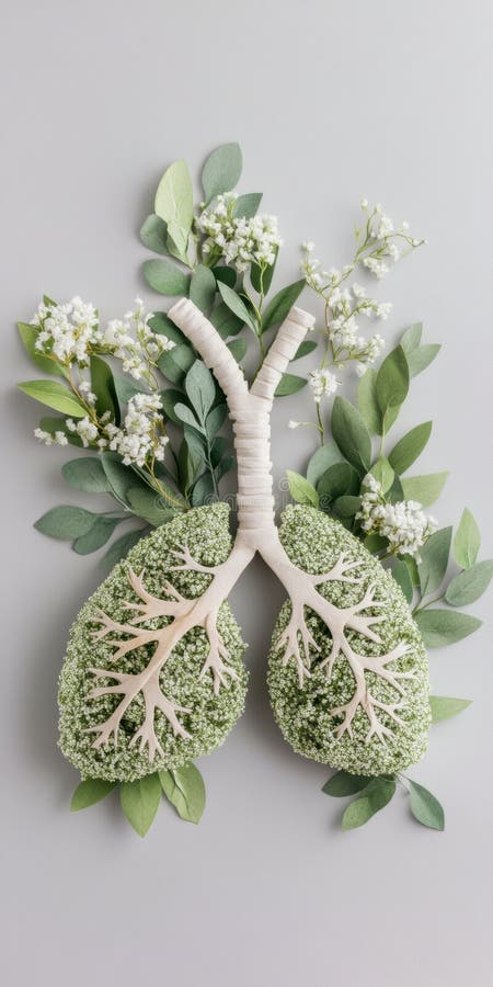 Creative Lungs Made of Greenery and Flowers Symbolizing Nature and ...