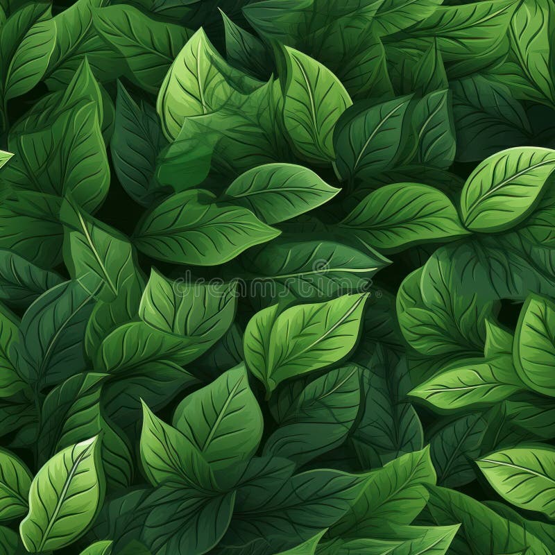 Creative Lush Green Leaves Pattern Nature Texture. Seamless Pattern ...