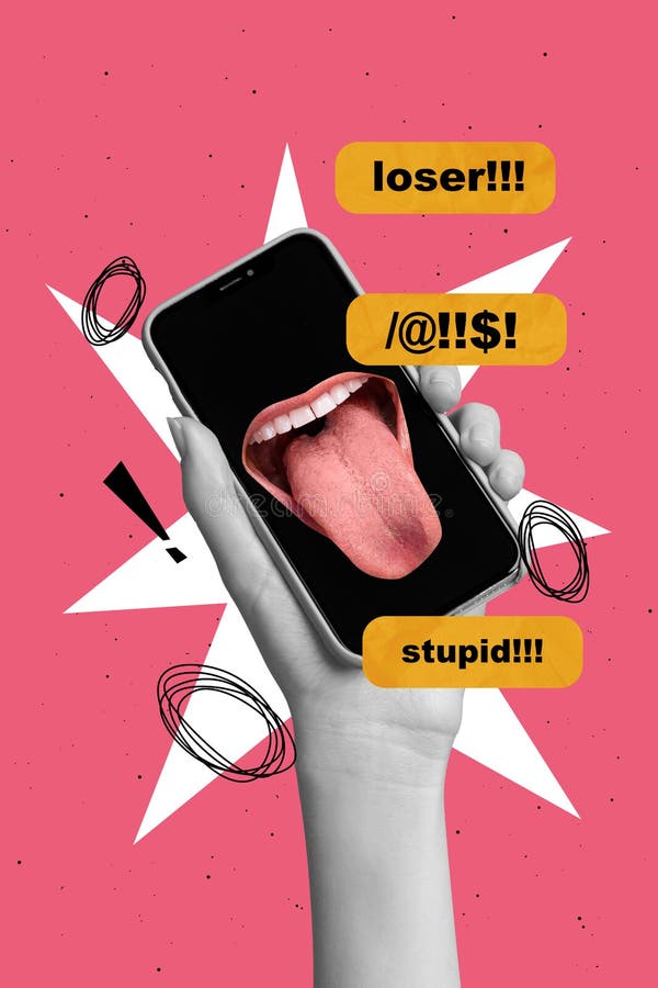 Creative Magazine Poster Collage of Hand Hold Person Using Gadget ...