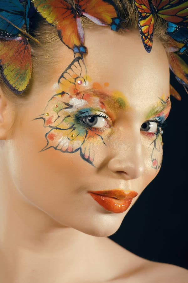 Creative Make Up Like Butterfly Stock Image - Image of expression ...