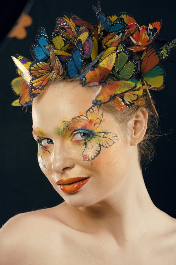 Creative Make Up Like Butterfly Stock Image - Image of expression ...