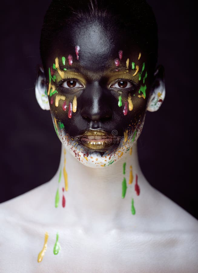 Creative Make Up with Splashes of Color Stock Image - Image of ...
