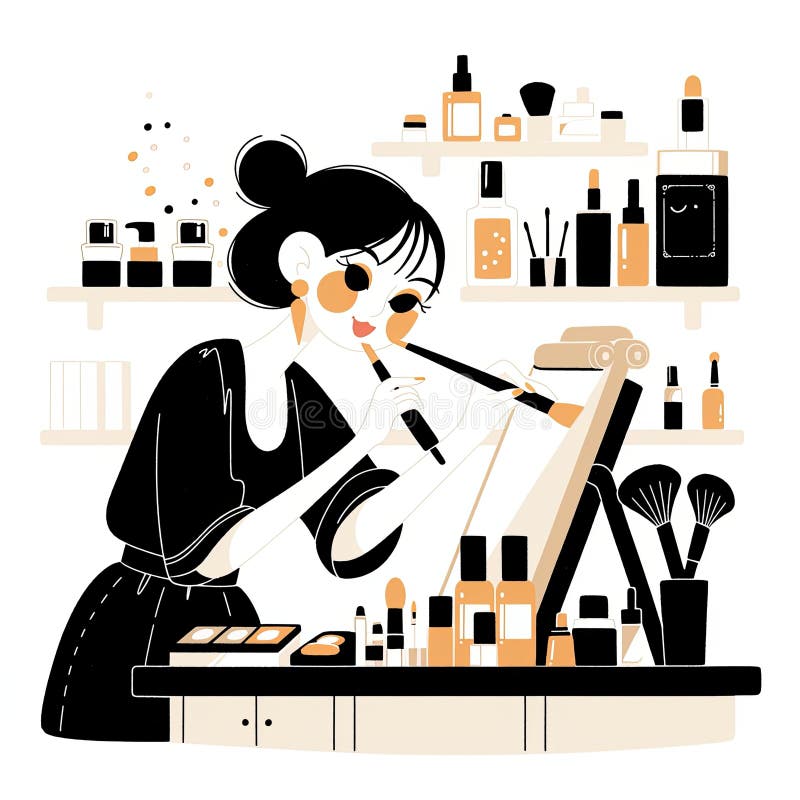 Creative Makeup Artist at Work in a Professional Cosmetics Studio Stock ...