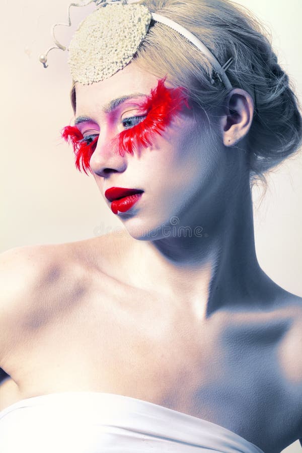 Creative Makeup False Red Eyelashes Stock Image - Image of colorful ...