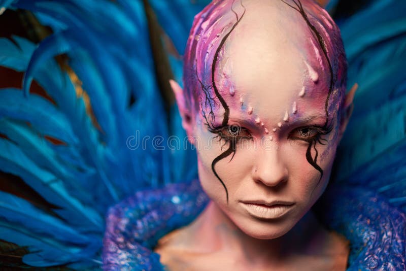 Creative Makeup. Woman from Space Concept. Stock Image - Image of eyes ...