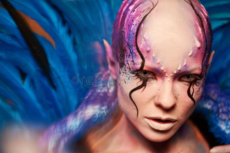Creative Makeup. Woman from Space Concept. Stock Photo - Image of ...