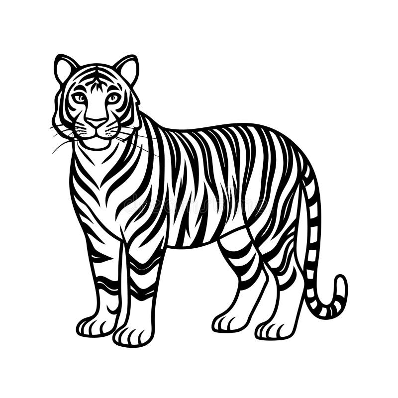 Creative Malayan Tiger Linocut Arts Activity Stock Photo - Illustration ...