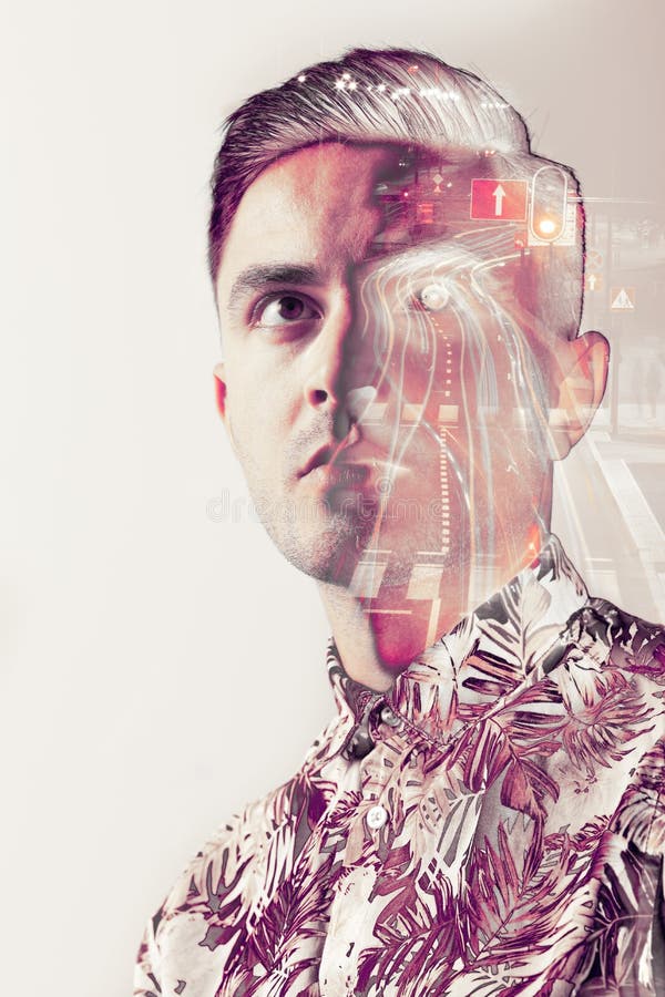 Creative man and city stock photo. Image of abstraction - 62416718