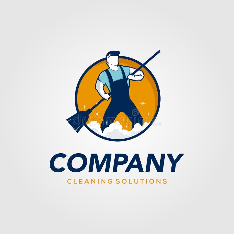 Creative Man Cleaning Concept Logo Design Template Stock Vector ...