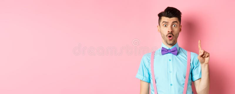 Creative Man Pitching an Idea, Saying Suggestion with Raised Finger ...