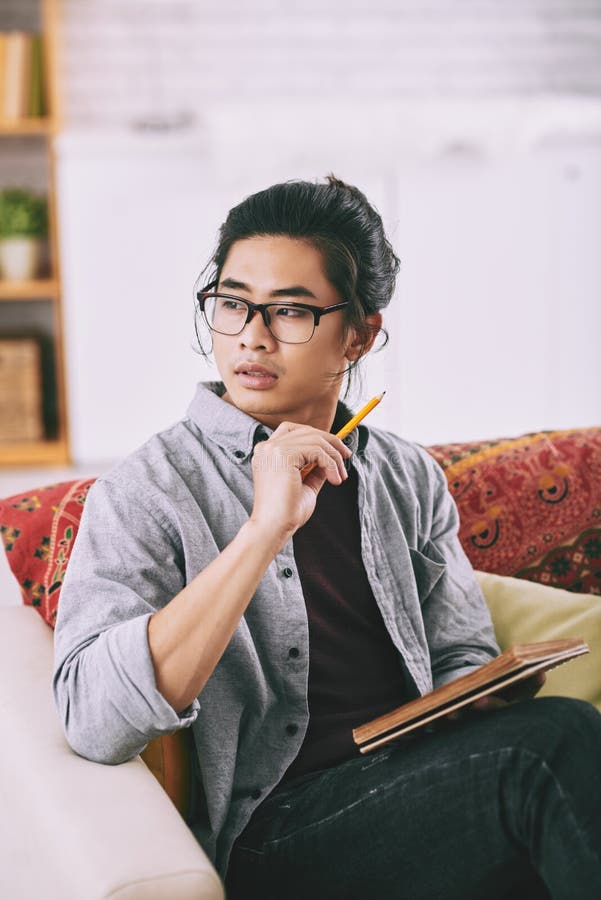 Creative man stock photo. Image of sketch, student, asian - 74911352