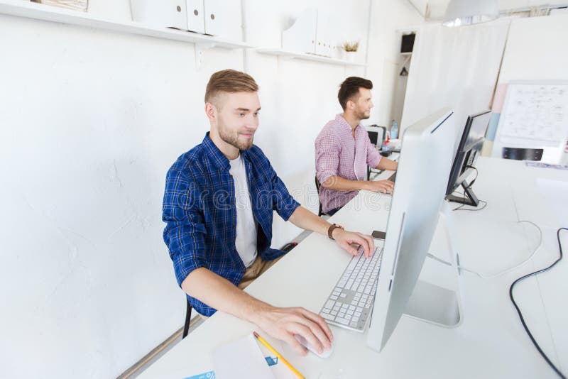 Creative Man or Student with Computer at Office Stock Photo - Image of ...