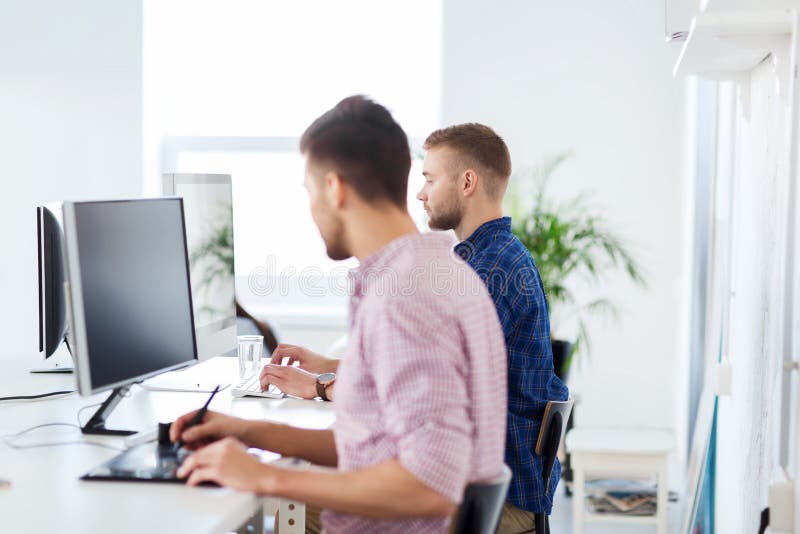 Creative Man or Student with Computer at Office Stock Photo - Image of ...