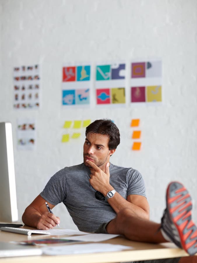 Creative, Man and Thinking by Computer in Office for Project Budget ...