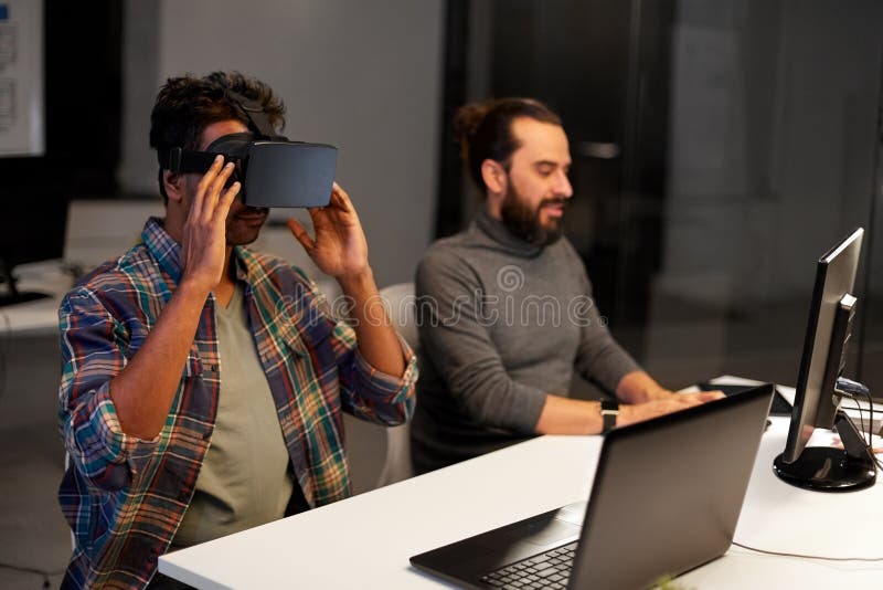 Creative Man in Virtual Reality Headset at Office Stock Image - Image ...
