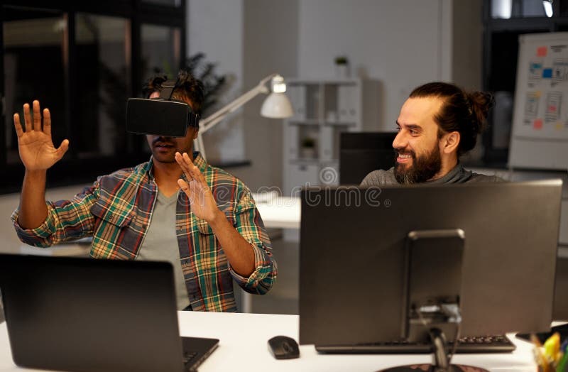 Creative Man in Virtual Reality Headset at Office Stock Image - Image ...