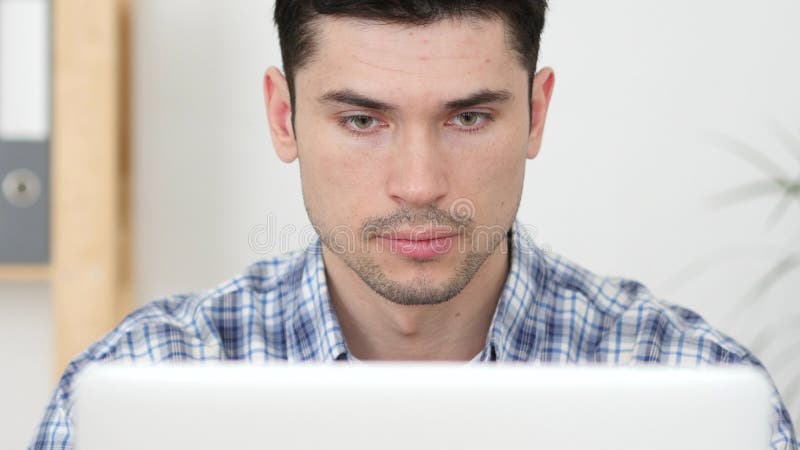 Creative Man Working on Laptop, Front View Stock Image - Image of ...