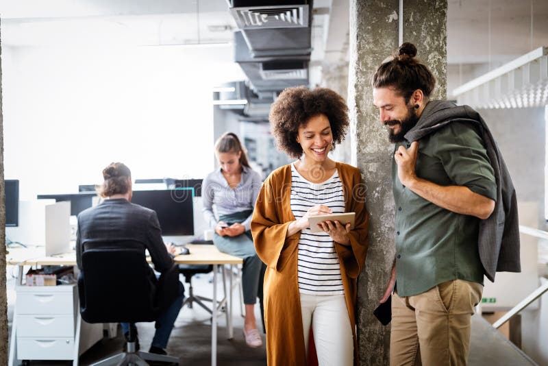 Creative Managers Crew Working with New Startup Project in Office. Team ...