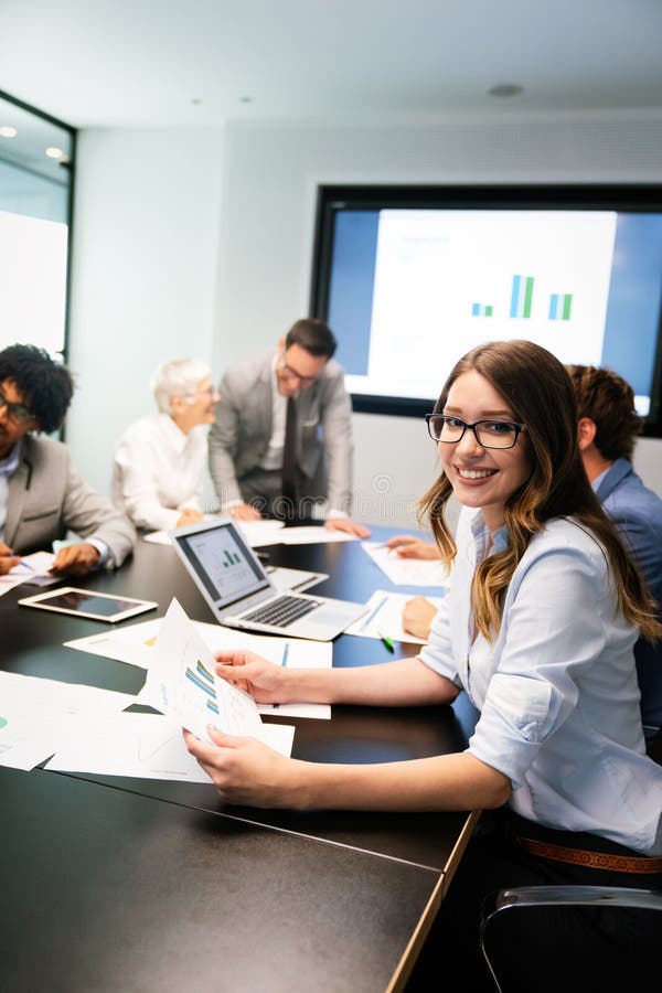 Creative Managers Crew Working with New Startup Project in Office. Team ...