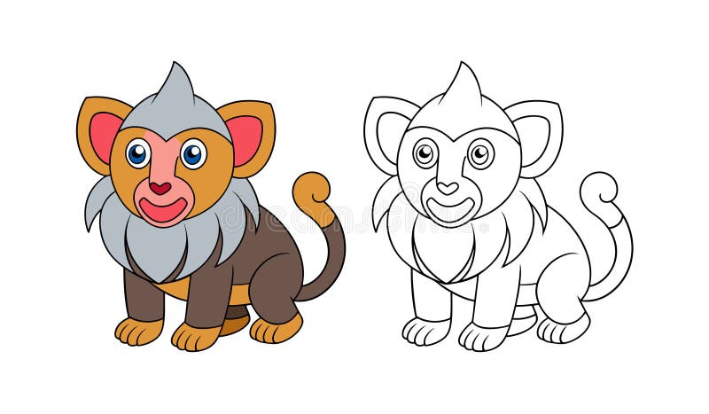 Creative Mandrill Coloring Activity Stock Vector - Illustration of ...