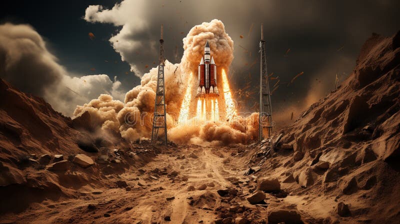 Creative Manipulation of Rocket Launching Stock Illustration ...