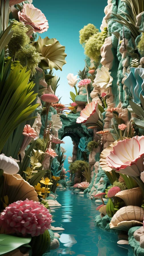 A Surreal Landscape of a Beautiful Natural Environemt Stock ...