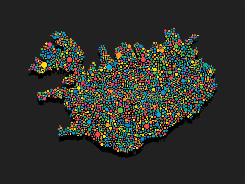 Creative Map Iceland from Random Colorful Dots Stock Vector ...