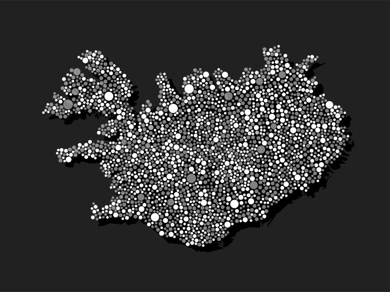 Creative Map Iceland from Random White Dots Stock Vector - Illustration ...