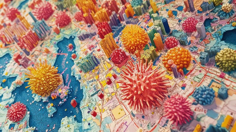 Playful Representation of Bacteria Colonies Depicted As Vibrant Cities ...