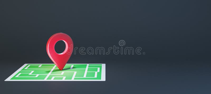 Creative Map with Location Pin on Wide Black Background with Mock Up ...