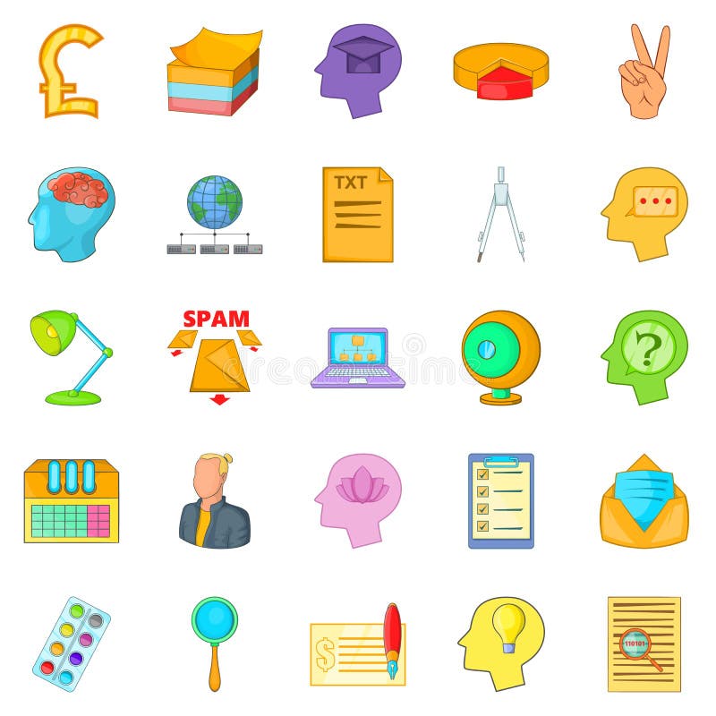 Creative Marketing Icons Set, Cartoon Style Stock Vector - Illustration ...