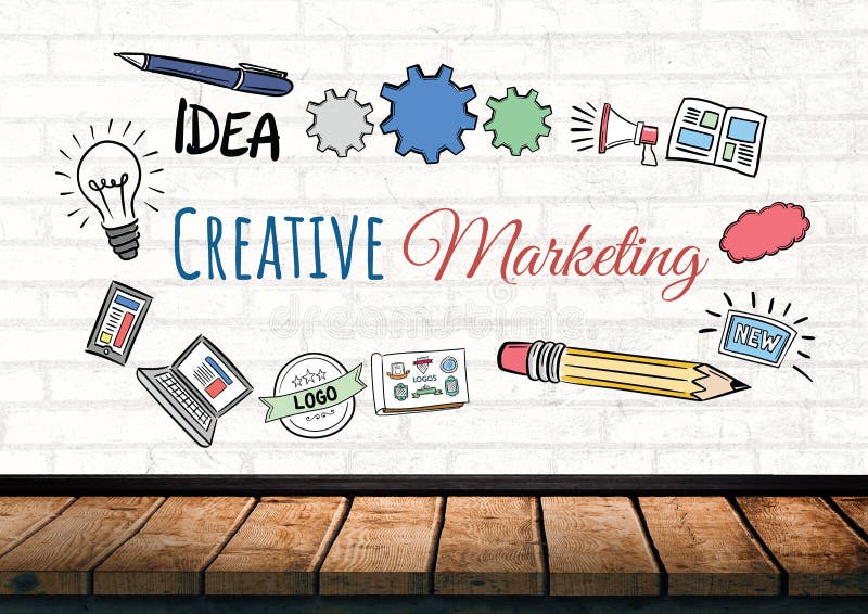 Creative Marketing Text with Drawings Graphics Stock Illustration ...
