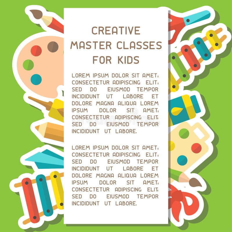 Creative Master Classes Placard with Place for Your Text and Things for ...