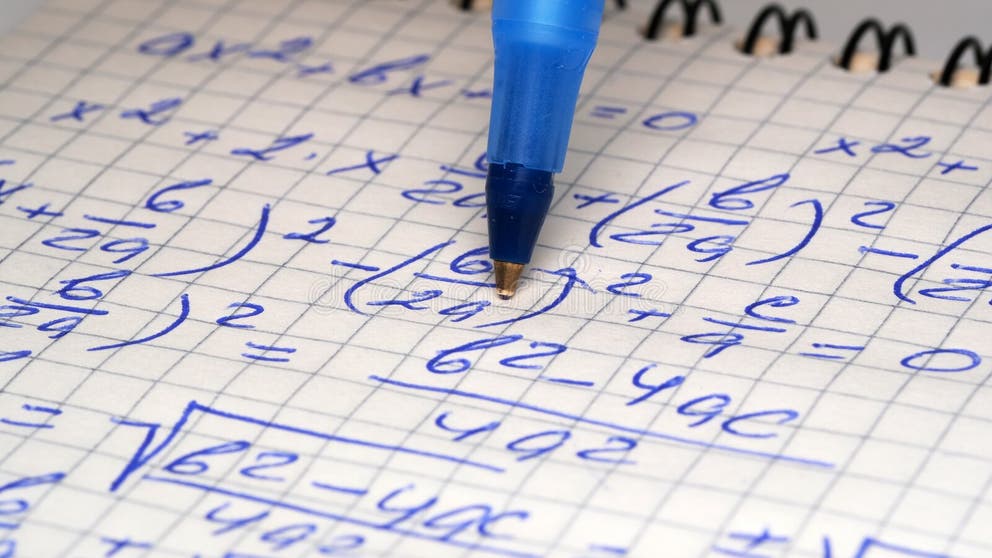 Creative Math Practice with Ink on Graph Paper Stock Image - Image of ...