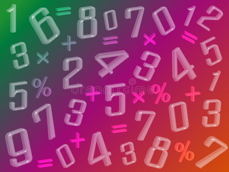 Creative Mathematical Numbers and Signs on a Colored Background ...