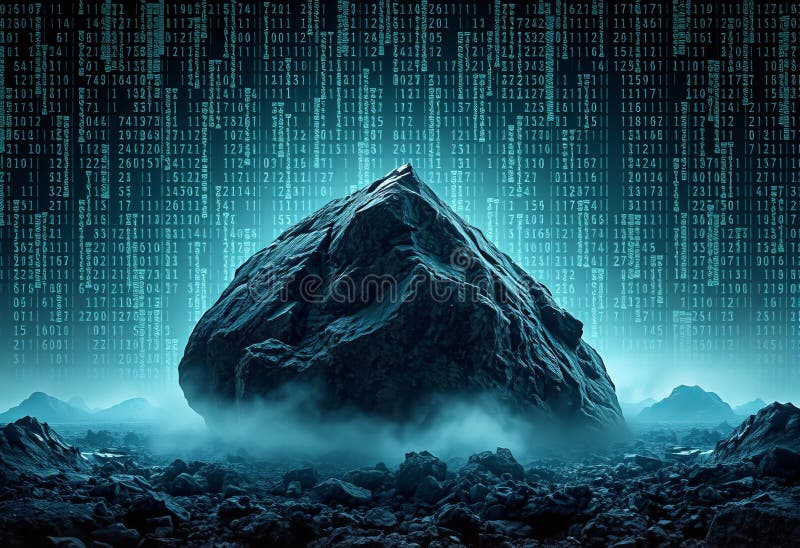 Creative Matrix Code Rock Overlay the Rock Image with a Matrix O Stock ...