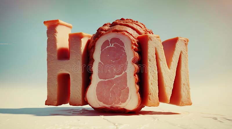Creative Meat Typography Showcasing Sliced Ham Against a Minimalist ...