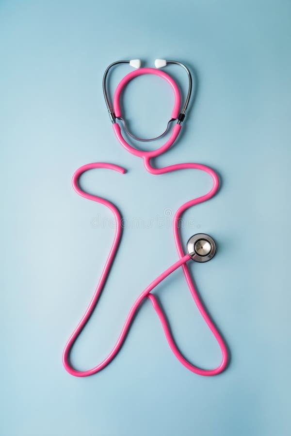 Creative Medical Concept with Stethoscope Shaped Like a Human on Blue ...