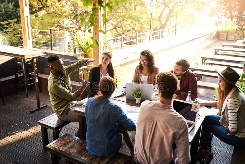 Creative, Meeting and Business People in Cafe for Planning, Strategy ...