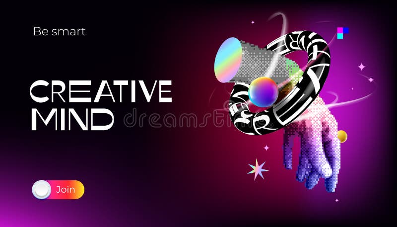 Creative Mind. Brainstorm or Creative Idea, Smart Concept with Pixel ...