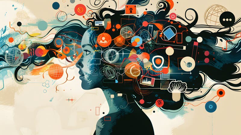The Creative Mind is a Burst of Technology and Ideas Stock Image ...