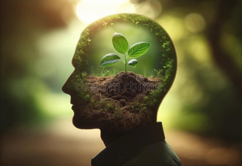 Creative Mind Concept, Eco-Friendly Thinking Stock Illustration - Illustration of biodegradable ...
