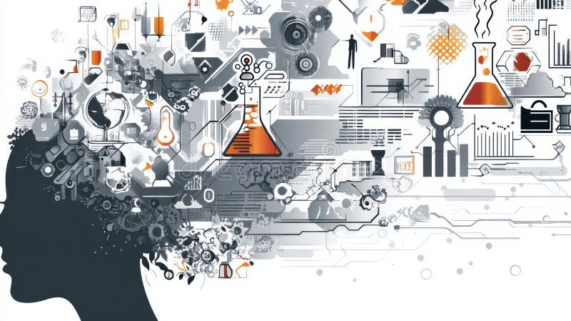 Creative Mind Concept Featuring an Abstract Human Head Filled with ...