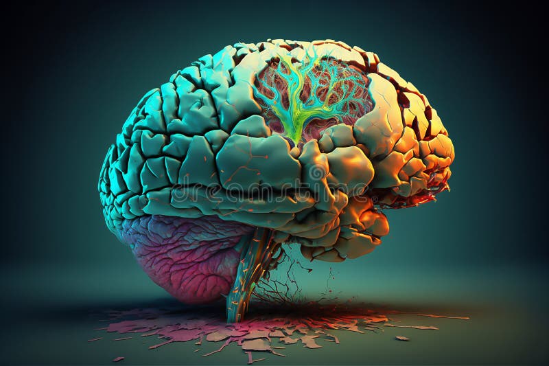 Creative Mind Concept. Genius Brain in Vibrant Colors.generative Ai ...