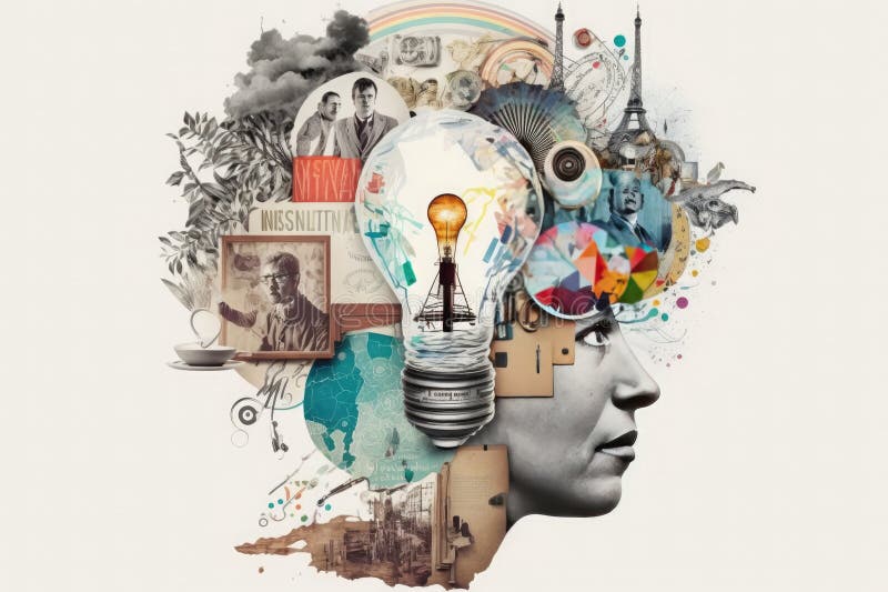 Creative Mind. Concept of Intelligence. Art Collage Stock Illustration ...