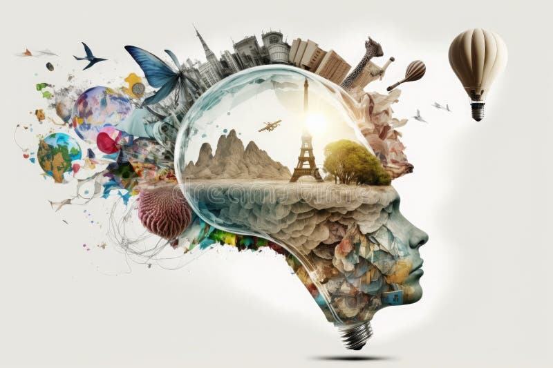 Creative Mind. Concept of Intelligence. Art Collage on a White ...