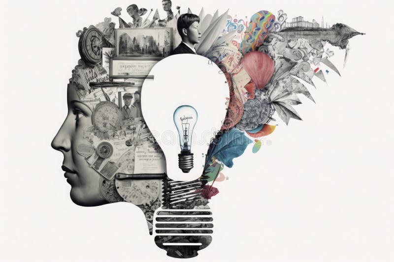 Creative Mind. Concept of Intelligence. Art Collage on a White ...