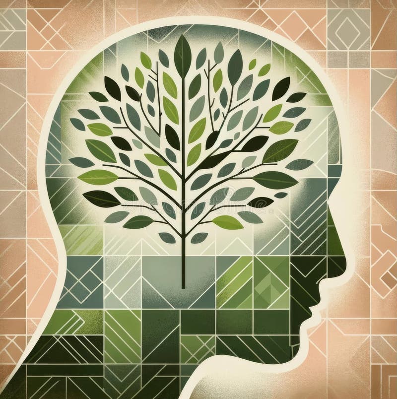 Creative Mind Concept with Tree Illustration, Personal Growth Theme ...