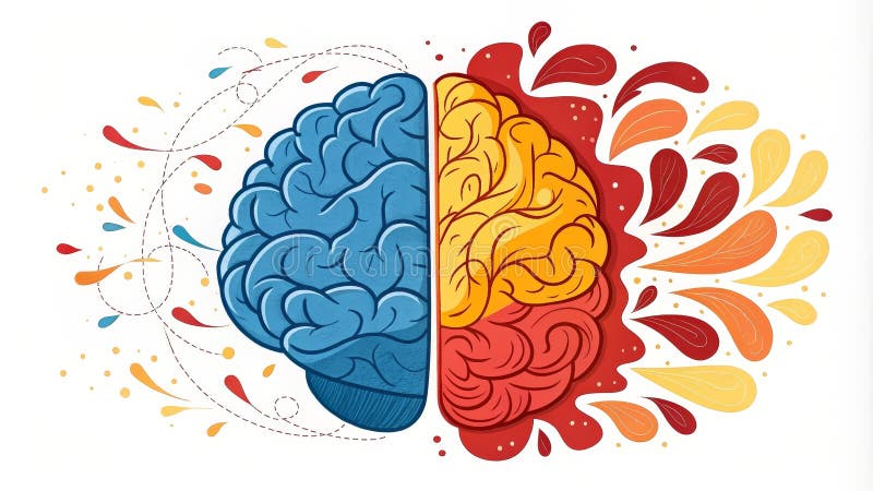 Creative Mind Divided Brain, Abstract Splashes, Idea Burst Stock ...