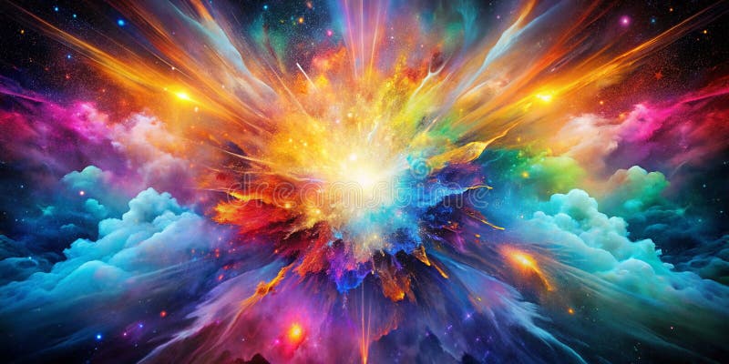 Creative Mind Explosion in Vibrant Cosmic Colors Creative AI Stock ...